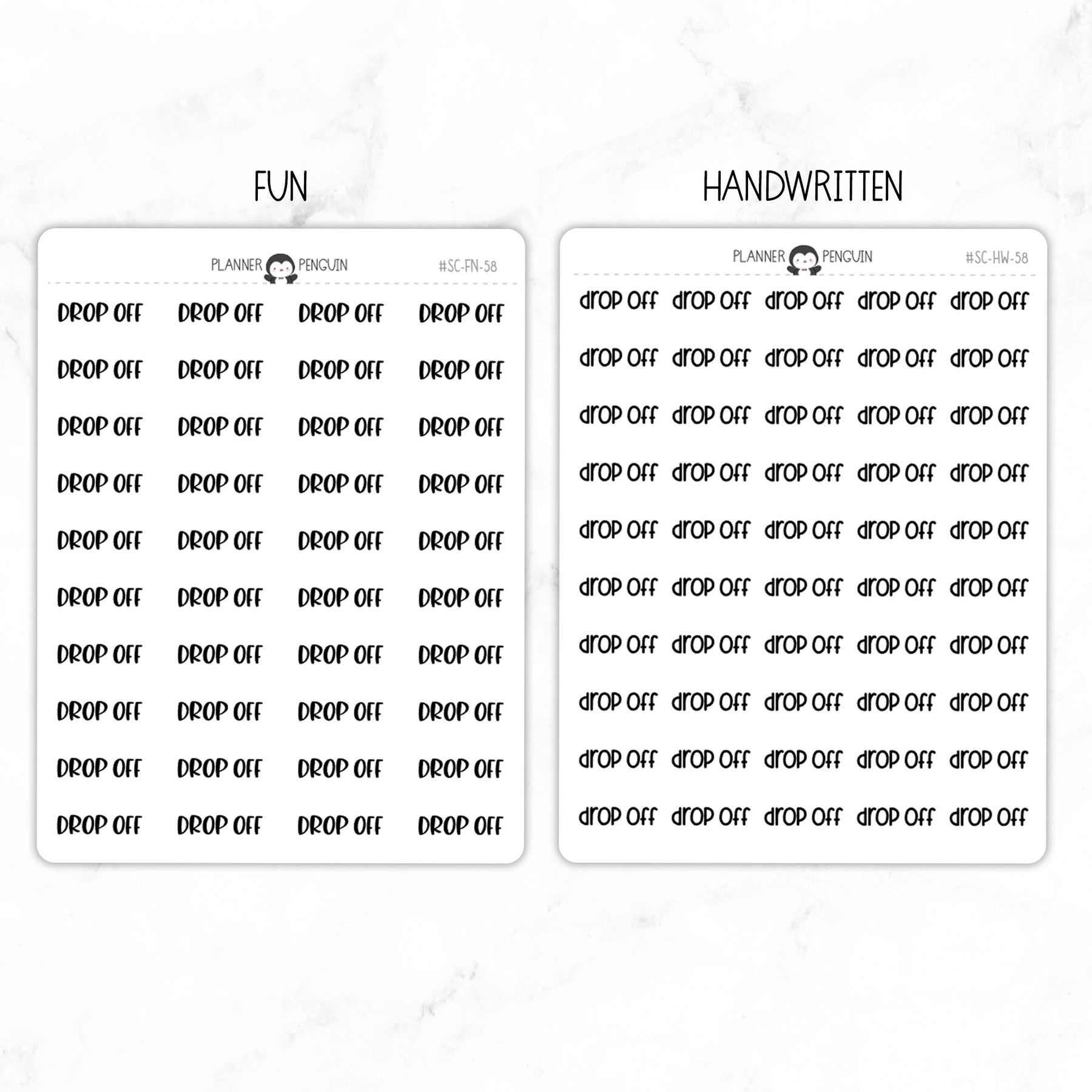 Drop Off Script Stickers // #SC-58 – Plannerpenguin