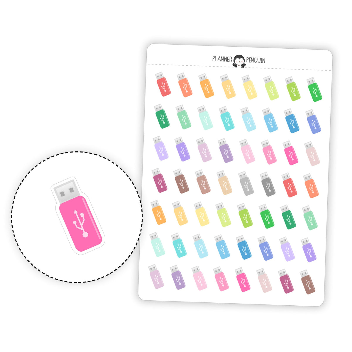 USB Flash Drive - Icon Planner Stickers // #IC-15 – Plannerpenguin
