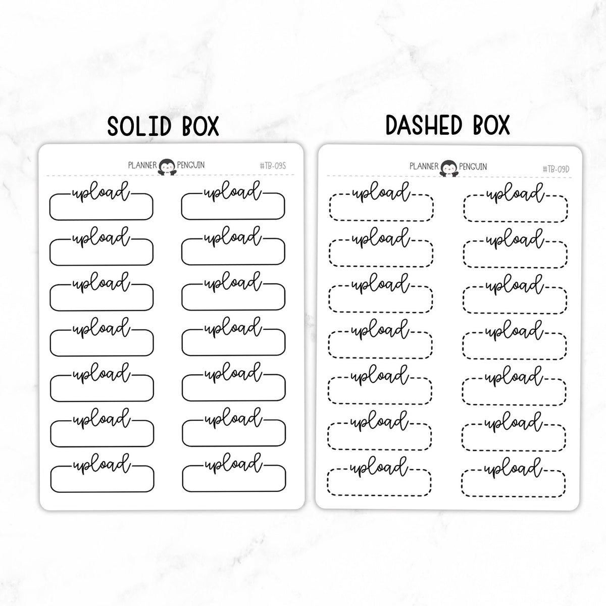 Upload Script Quarter Label Box Planner Stickers // #TB-09 – Plannerpenguin